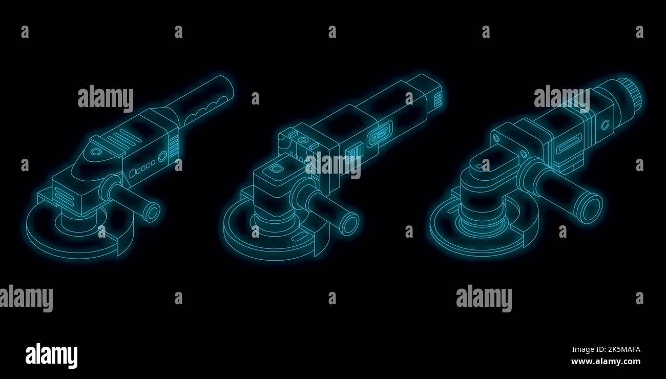 Angle grinder icons set. Isometric set of angle grinder vector icons ... Angle grinder icons set. Isometric set of angle grinder vector icons ...