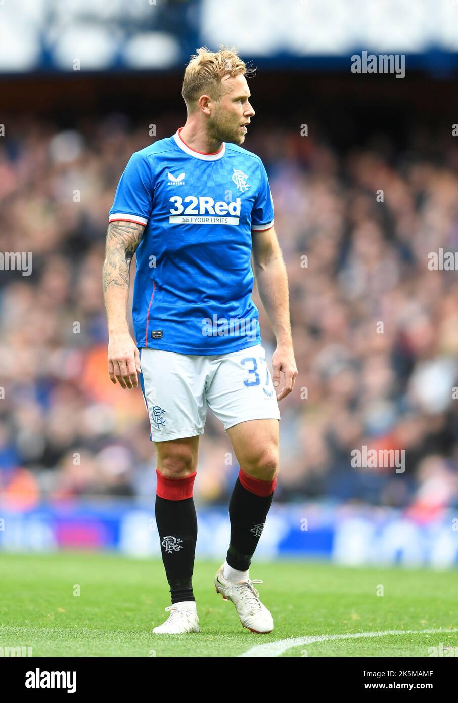 Glasgow, , 8th October 2022. Scott Arfield of Rangers during the cinch ...