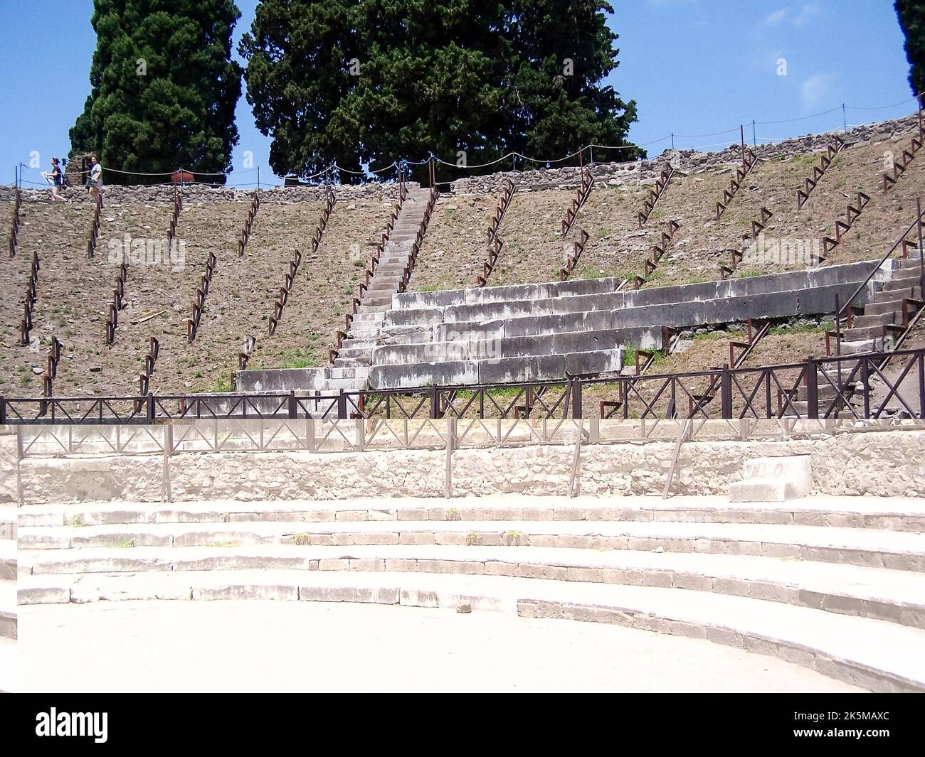 Tiered seating inside the amphitheatre at Pompeii, Italy Stock Photo ...