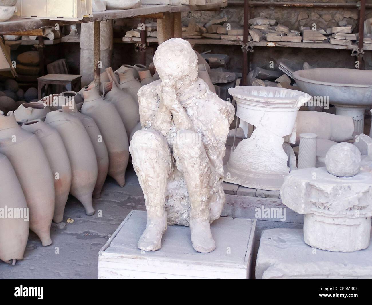 Plaster cast of one of the victims of the eruption of Vesuvius in AD 79 ...