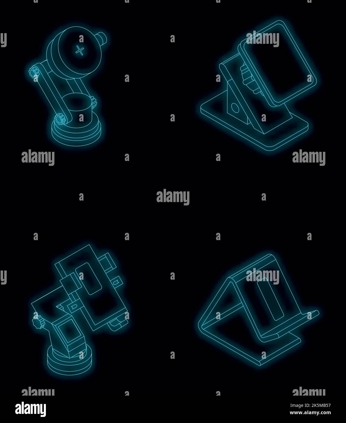 Mobile phone holder icons set. Isometric set of mobile phone holder ...