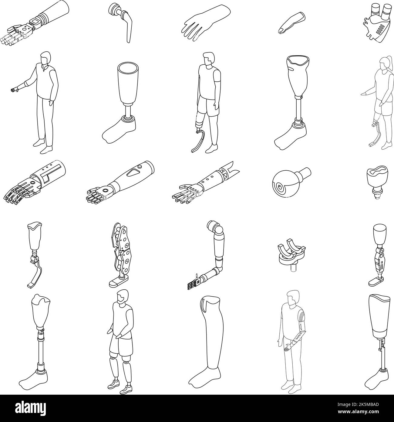 Artificial limbs icons set. Isometric set of artificial limbs vector ...