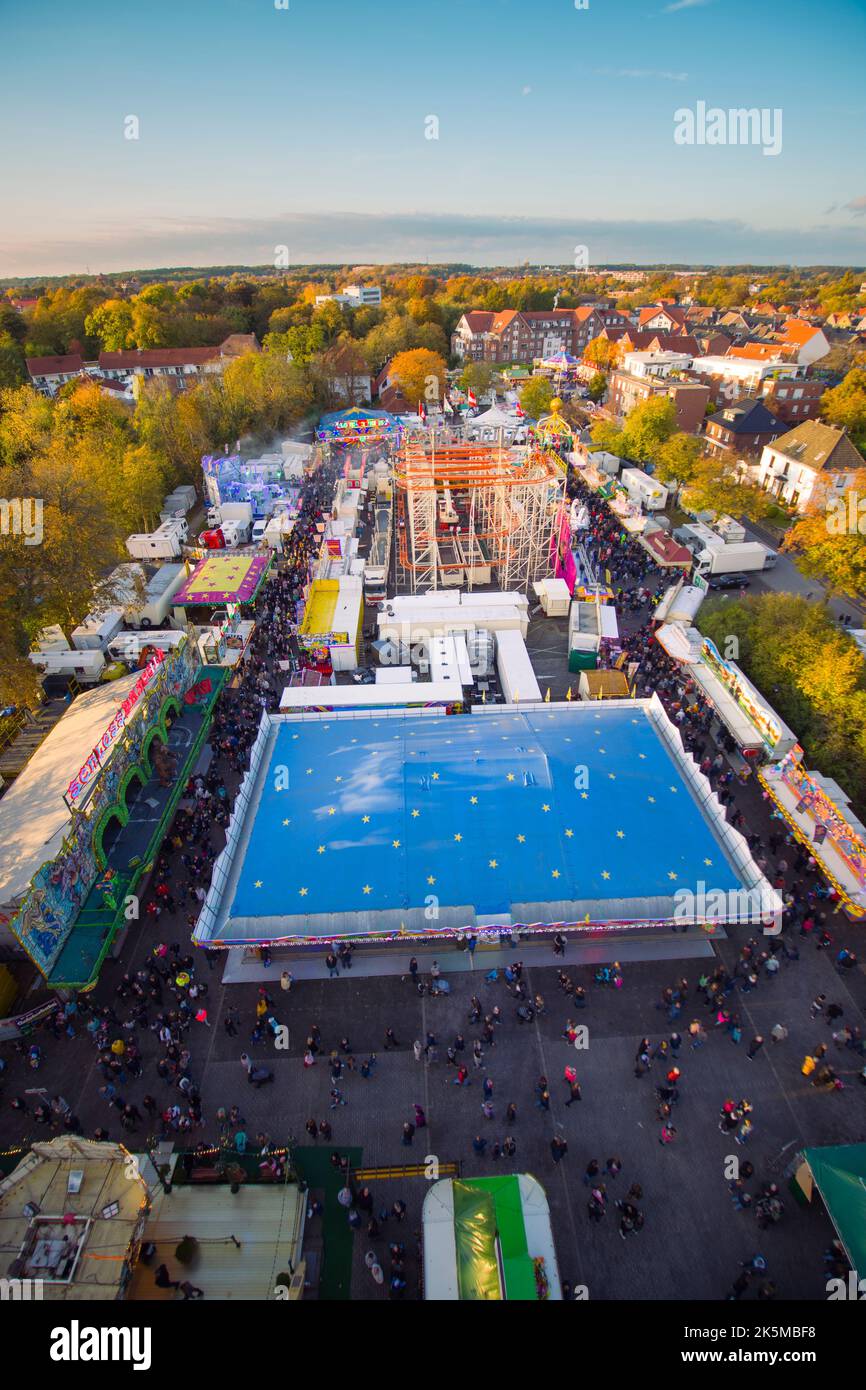 The funfair in Werne photographed from the ferris wheel Stock Photo - Alamy