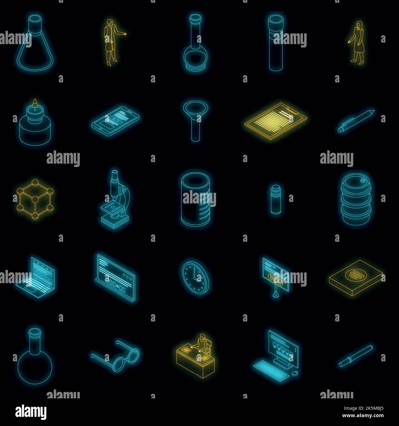 Chemical laboratory experiment icons set. Isometric set of chemical ...