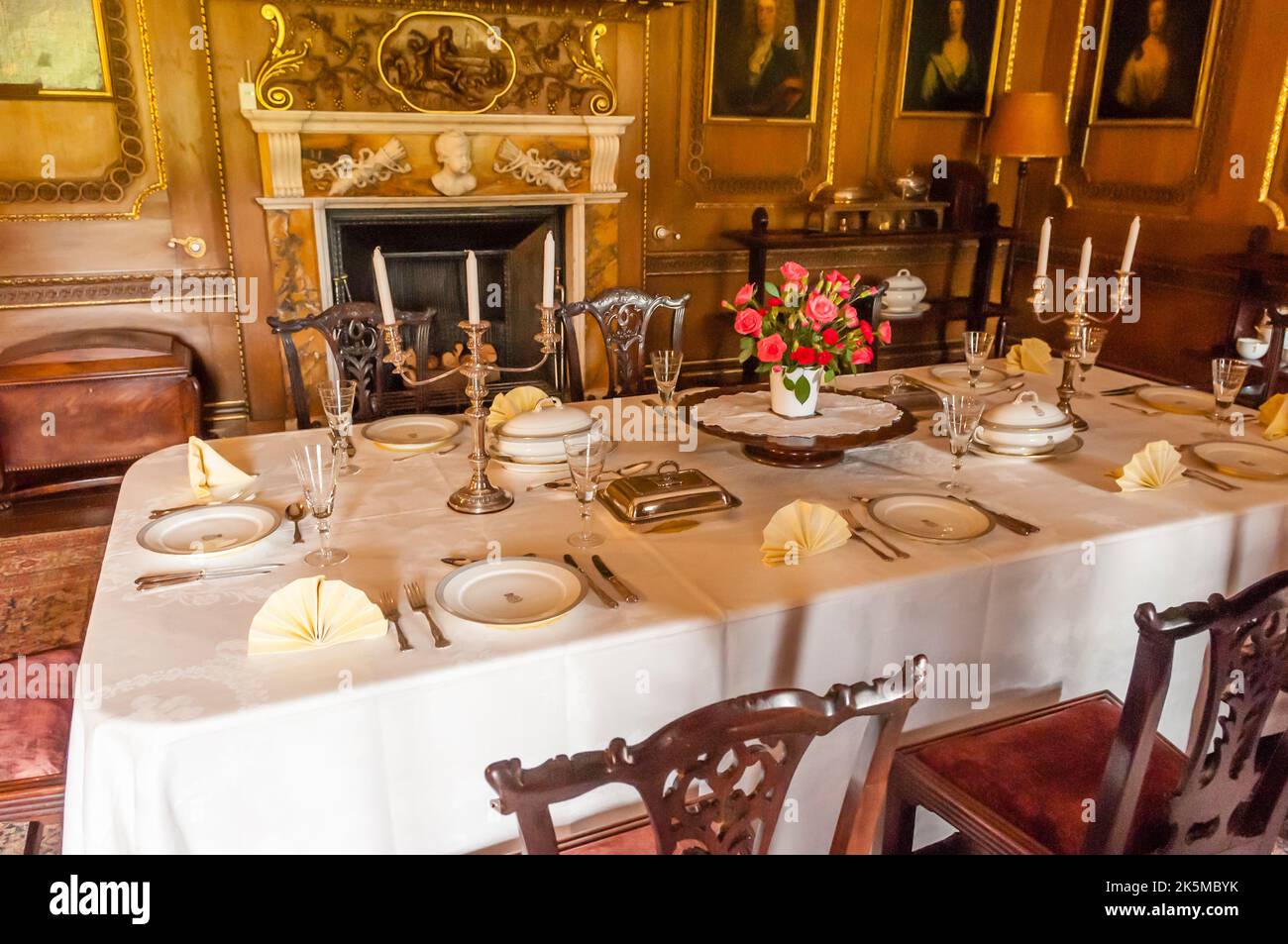 Old dining table in the dining room of a stately home Stock Photo - Alamy