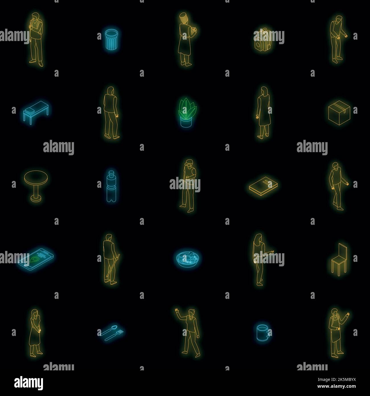 Homeless shelter icons set. Isometric set of homeless shelter vector ...