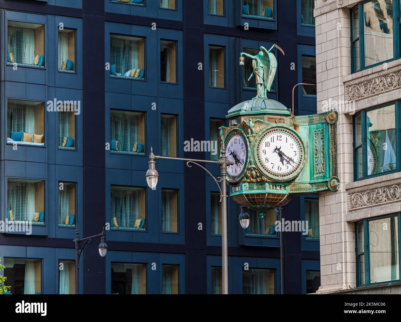 Father Time and His Scythe Atop the Clock in Downtown, Chicago ...