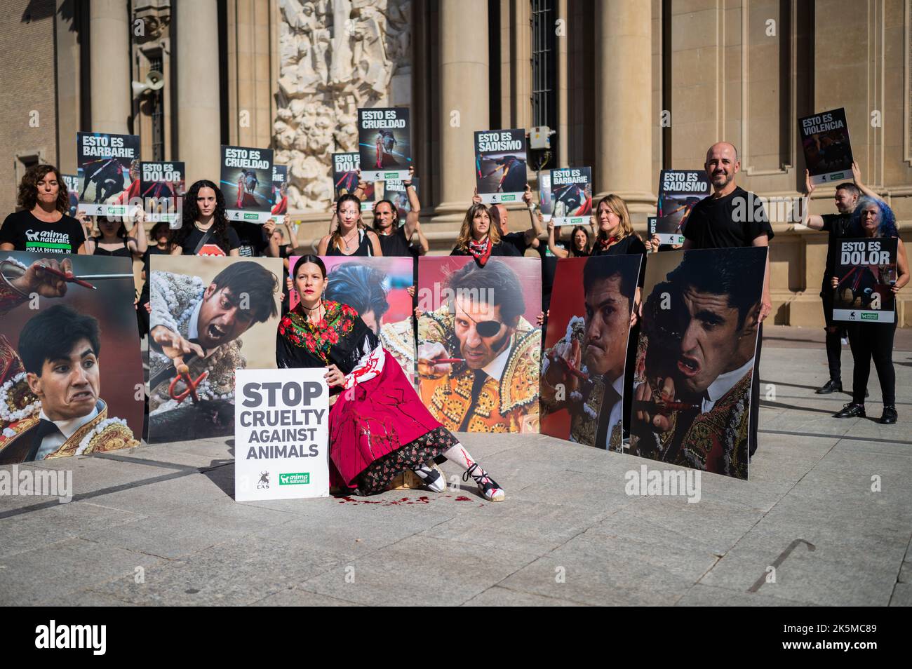 Protest against bullfighting organized by AnimaNaturalis in Plaza del ...