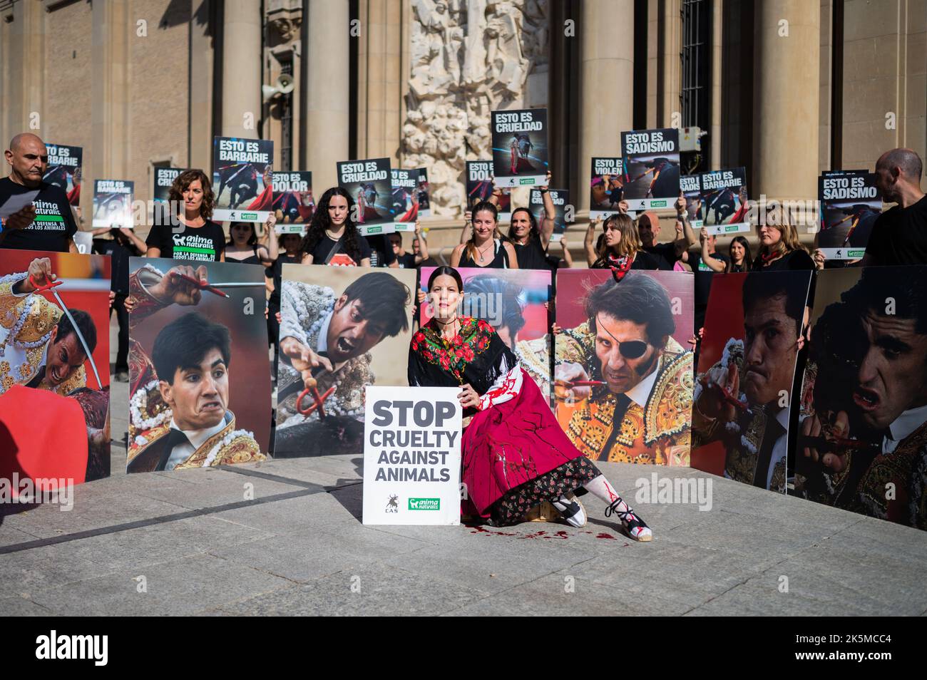 Protest against bullfighting organized by AnimaNaturalis in Plaza del ...