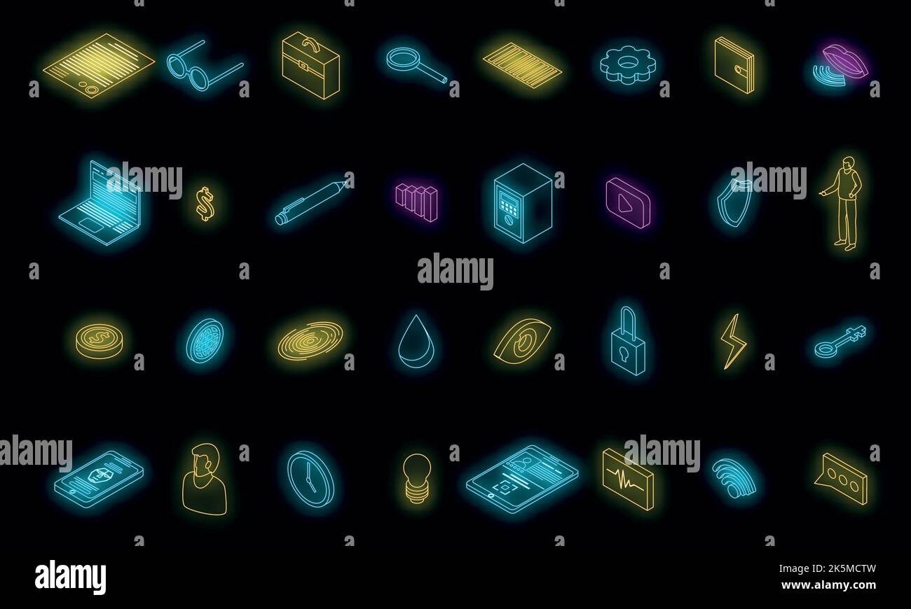 Biometric authentication icons set. Isometric set of biometric ... Biometric authentication icons set. Isometric set of biometric ...