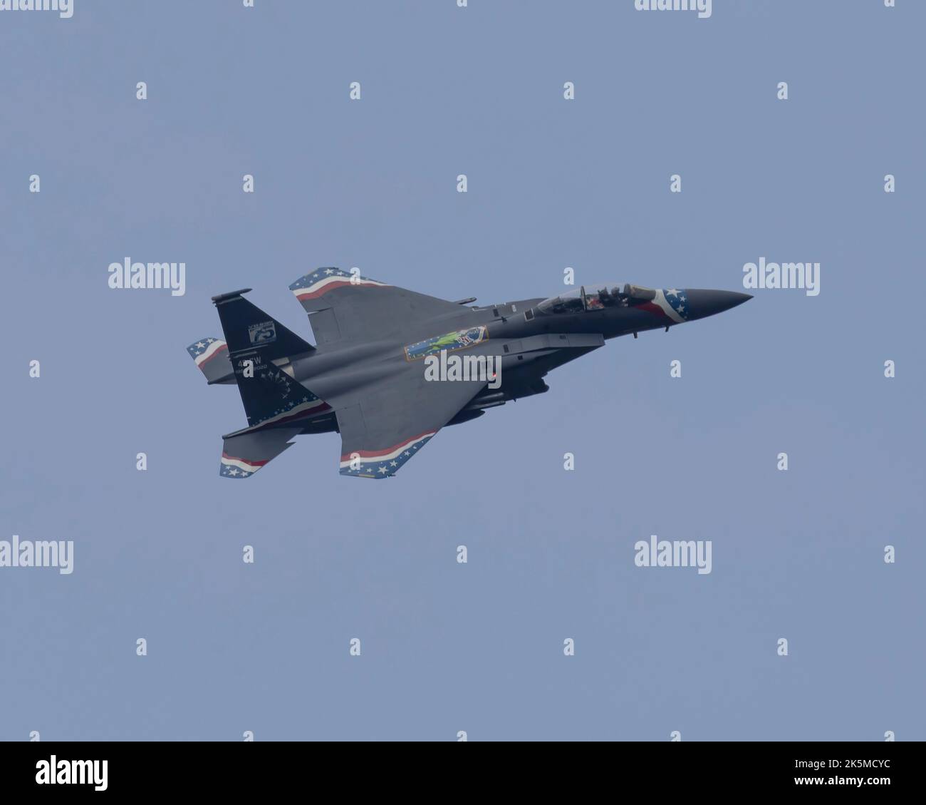 An F15 Eagle jet aircraft of USAF 48th Fighter Wing displays at the ...