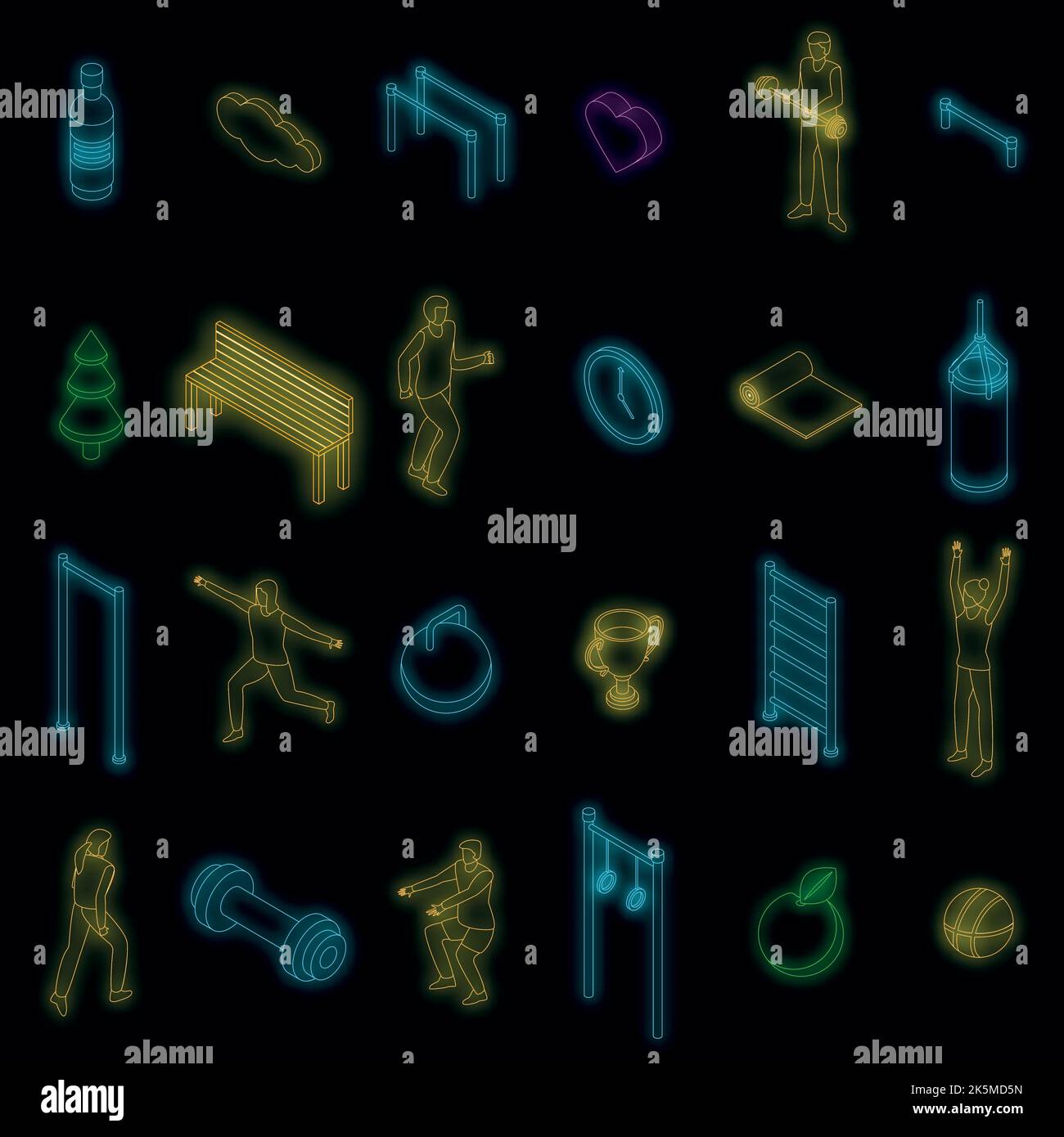 Outdoor fitness icons set. Isometric set of outdoor fitness vector ...