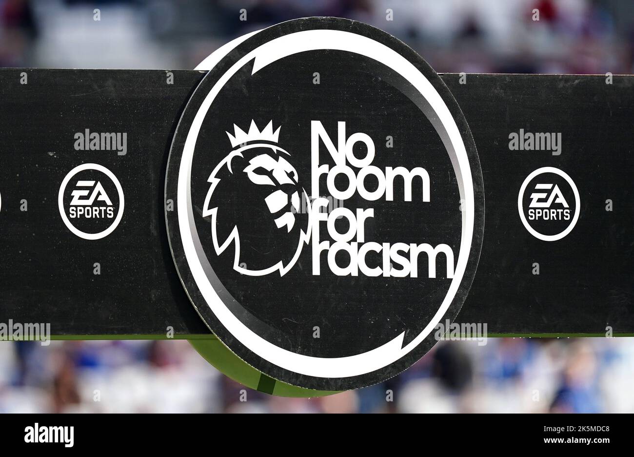 Close up of the 'No Room For Racism' branding before the Premier League ...