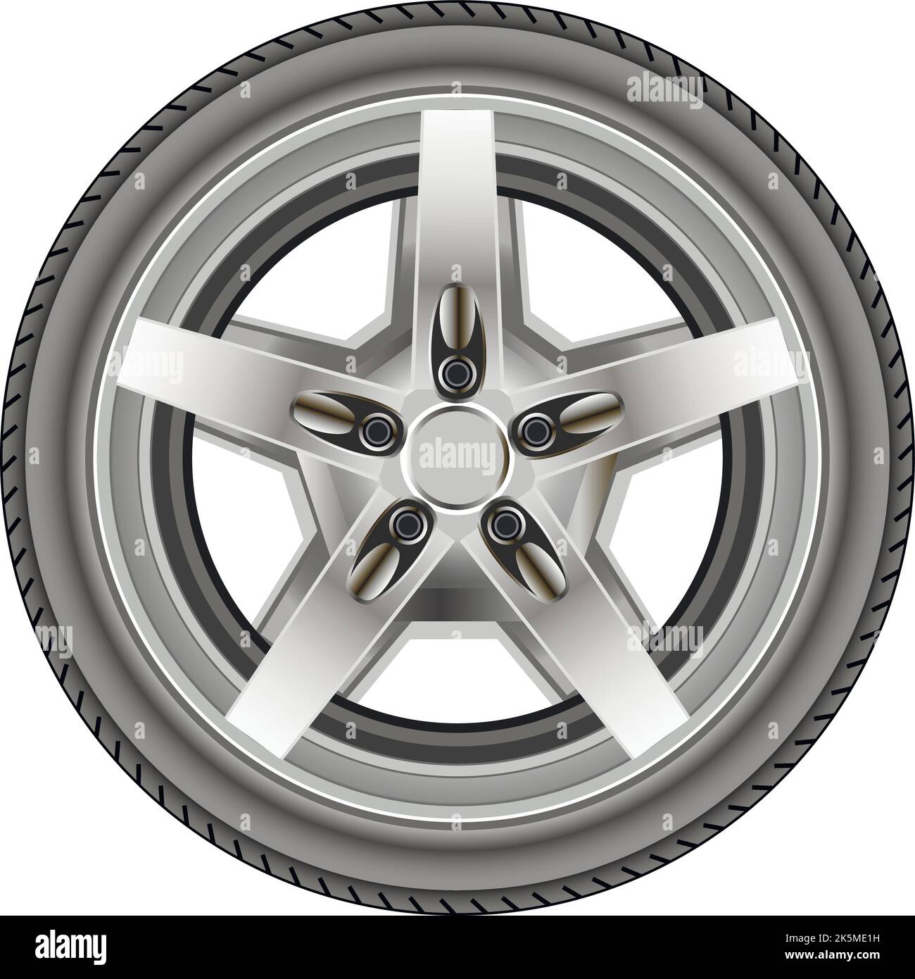 Realistic alloy wheel car tire style sport on white background vector ...