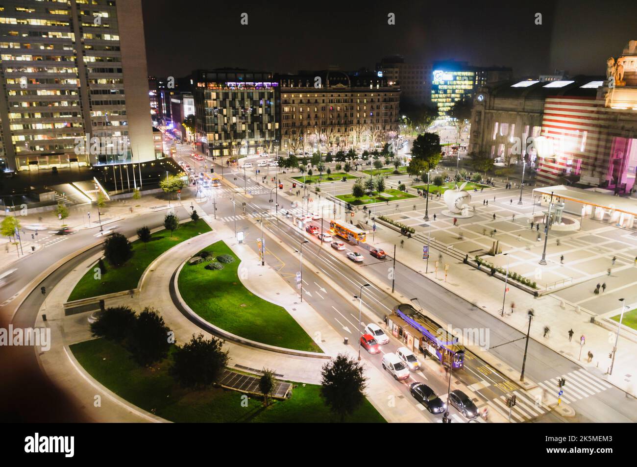 Piazza Duca d'Aosta outside Centrale Milano train station, with the ...