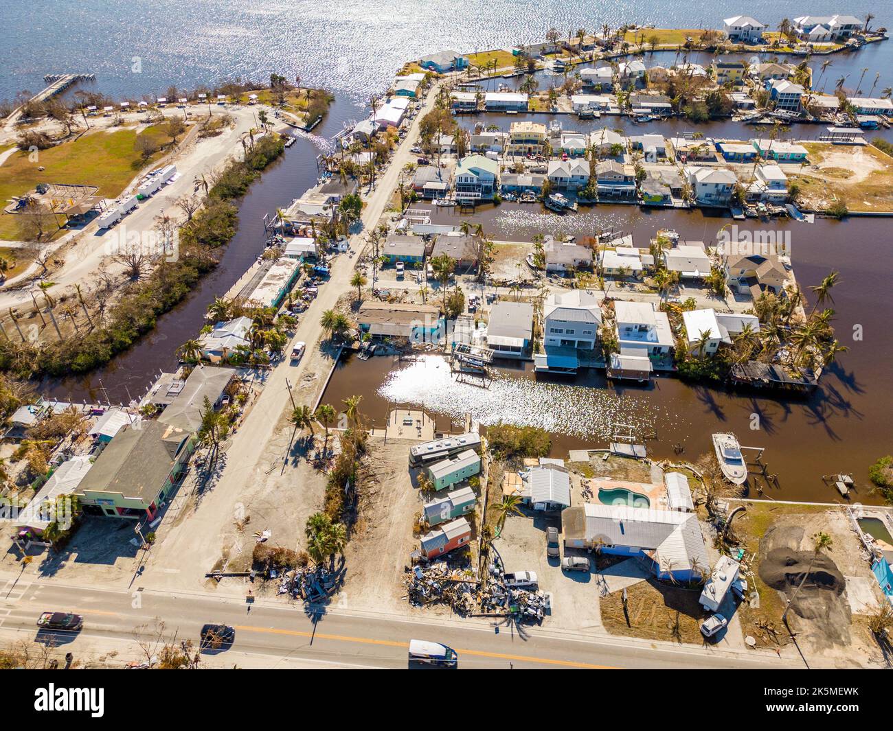 Aerial drone inspection photo Matlacha Florida Hurricane Ian aftermath ...
