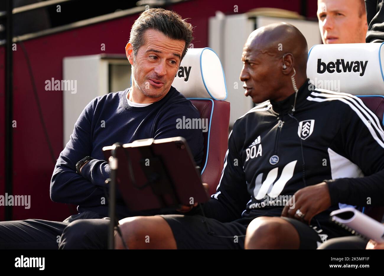 Fulham manager Marco Silva (left) and assistant manager Luis Boa Morte ...