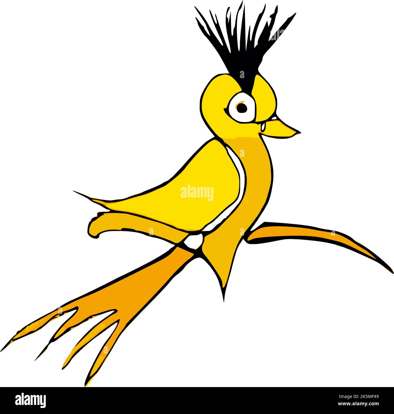 An illustration of a yellow bird in a 2d cartoon style Stock Vector ...