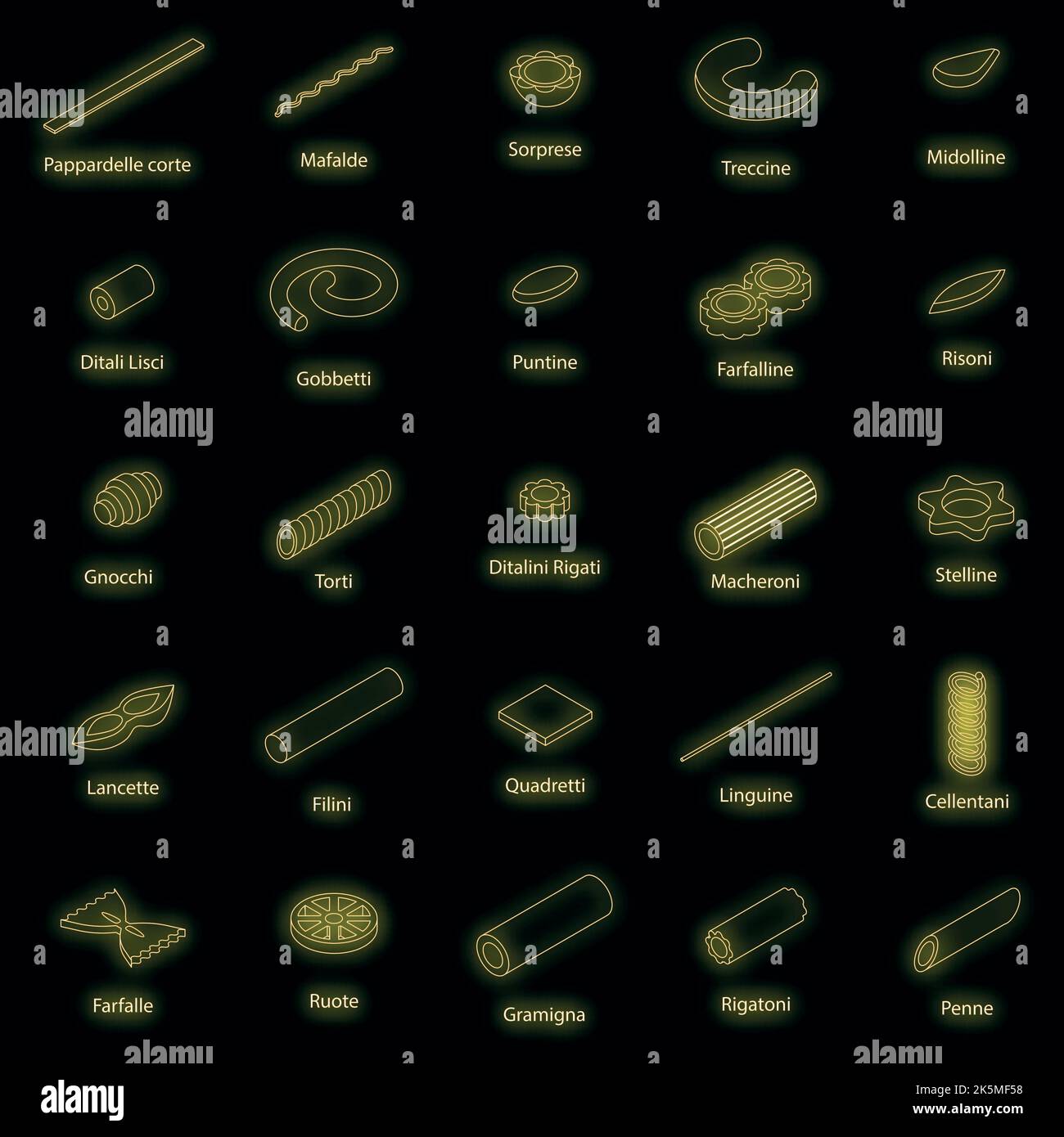 Fusilli pasta icons set. Isometric set of fusilli pasta vector icons ...