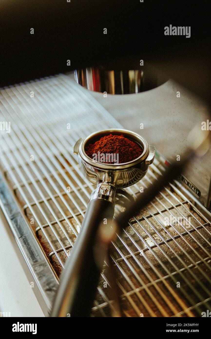 coffee portafilter with coffee Stock Photo - Alamy