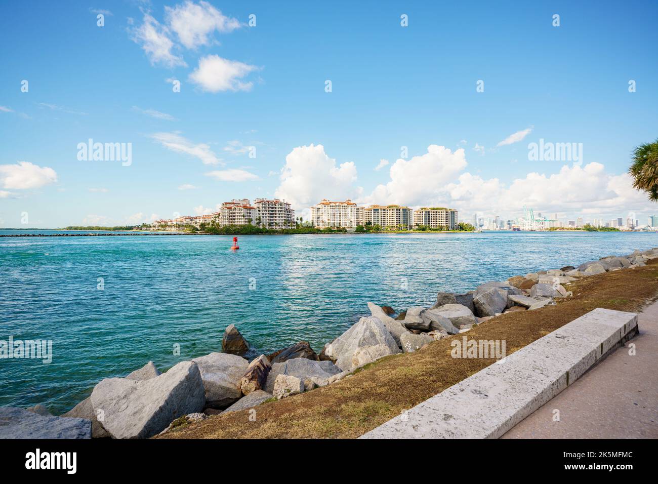 Photo of Miami Beach inlet with view of Fisher Island Stock Photo - Alamy