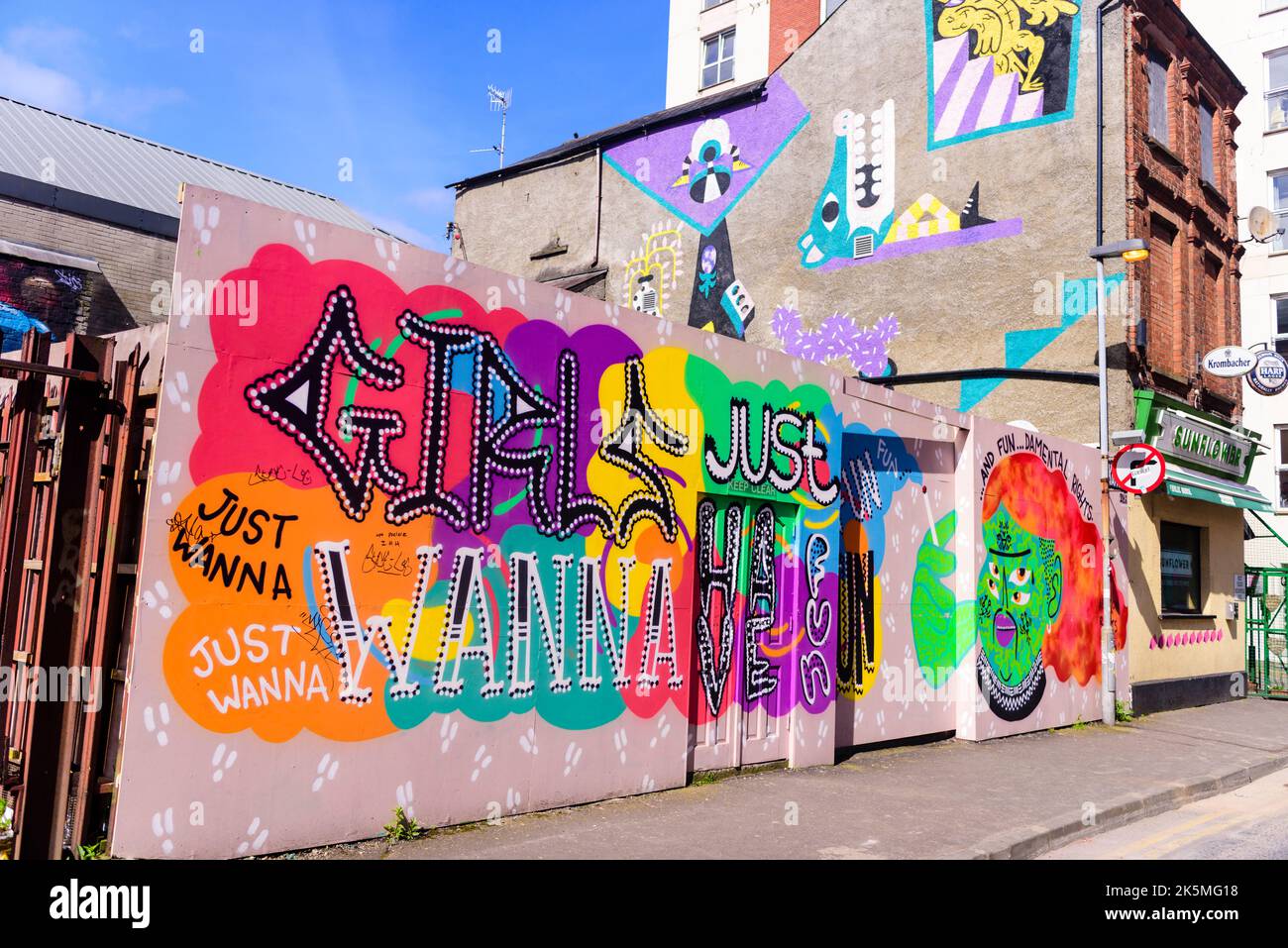 Mural on a wall beside the Sunflower Pub, Belfast "Girls Just wanna ...