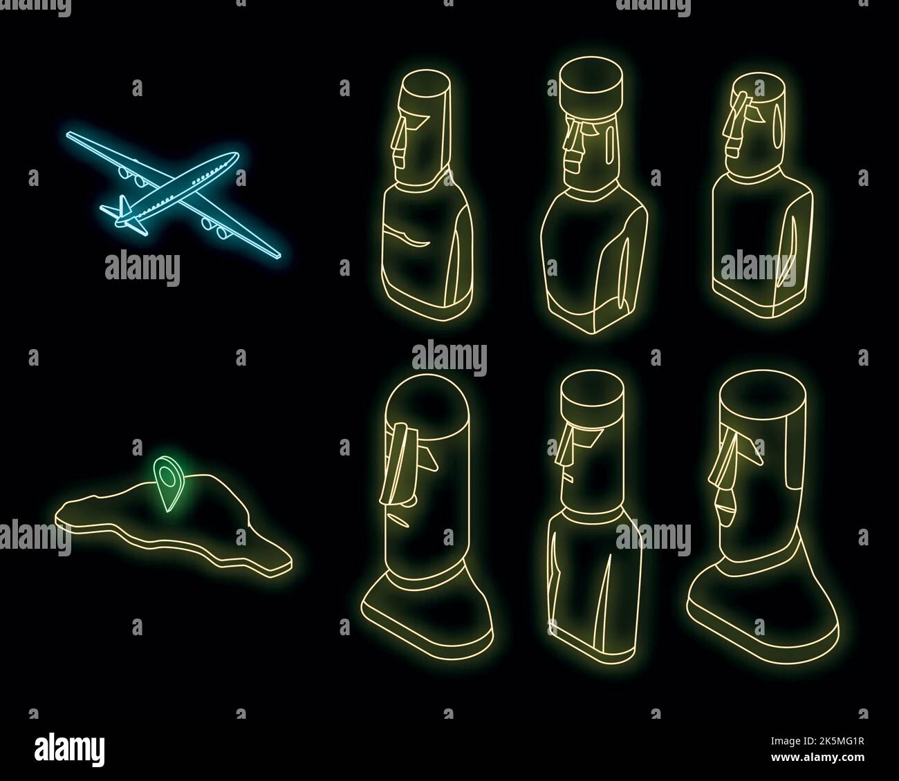 Easter Island icons set. Isometric set of Easter Island vector icons ...