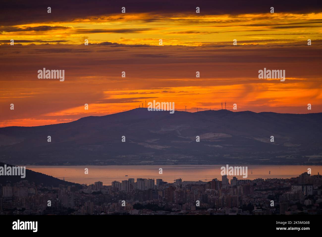 View of Split and its surroundings during sunset from the slopes of ...