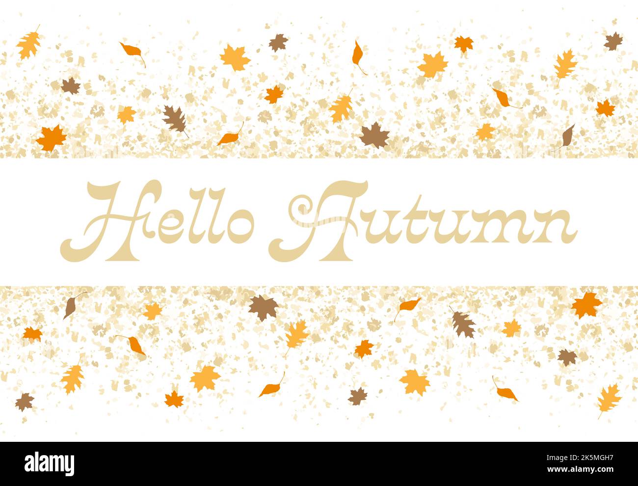 A gold glitter confetti border, with fall leaves and Hello Autumn text ...