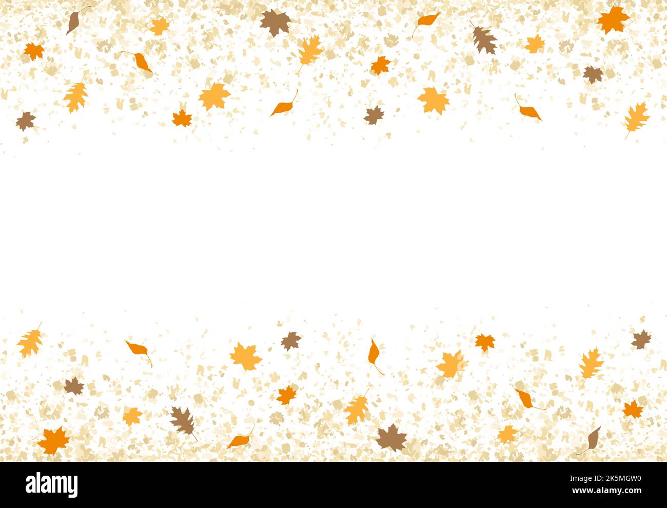 A gold glitter confetti border with fall leaves on white Stock Vector ...