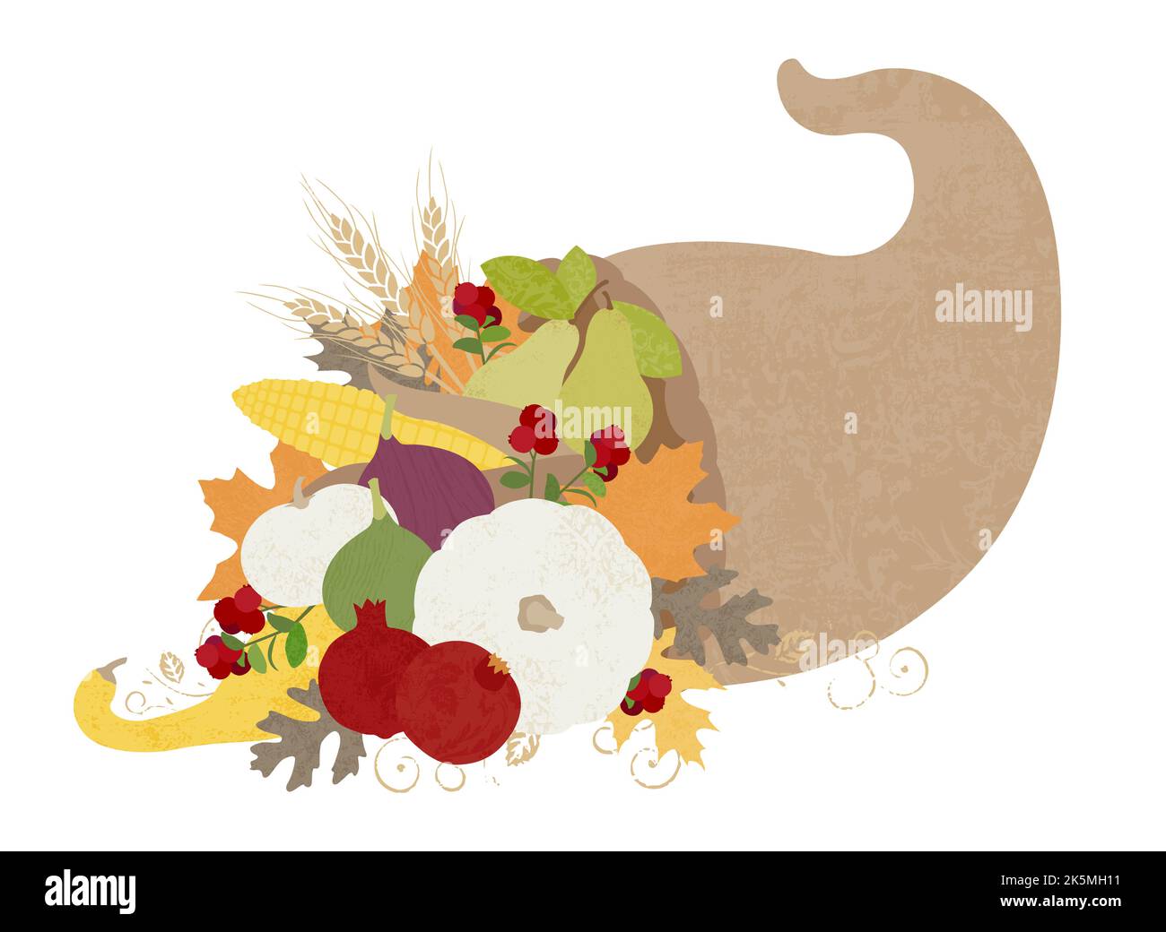 A fall harvest cornucopia, in a cut paper style with textures Stock ...