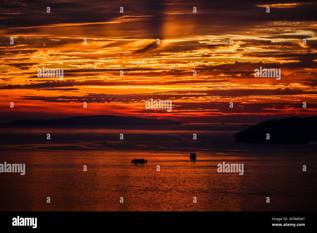 View of Split and its surroundings during sunset from the slopes of ...