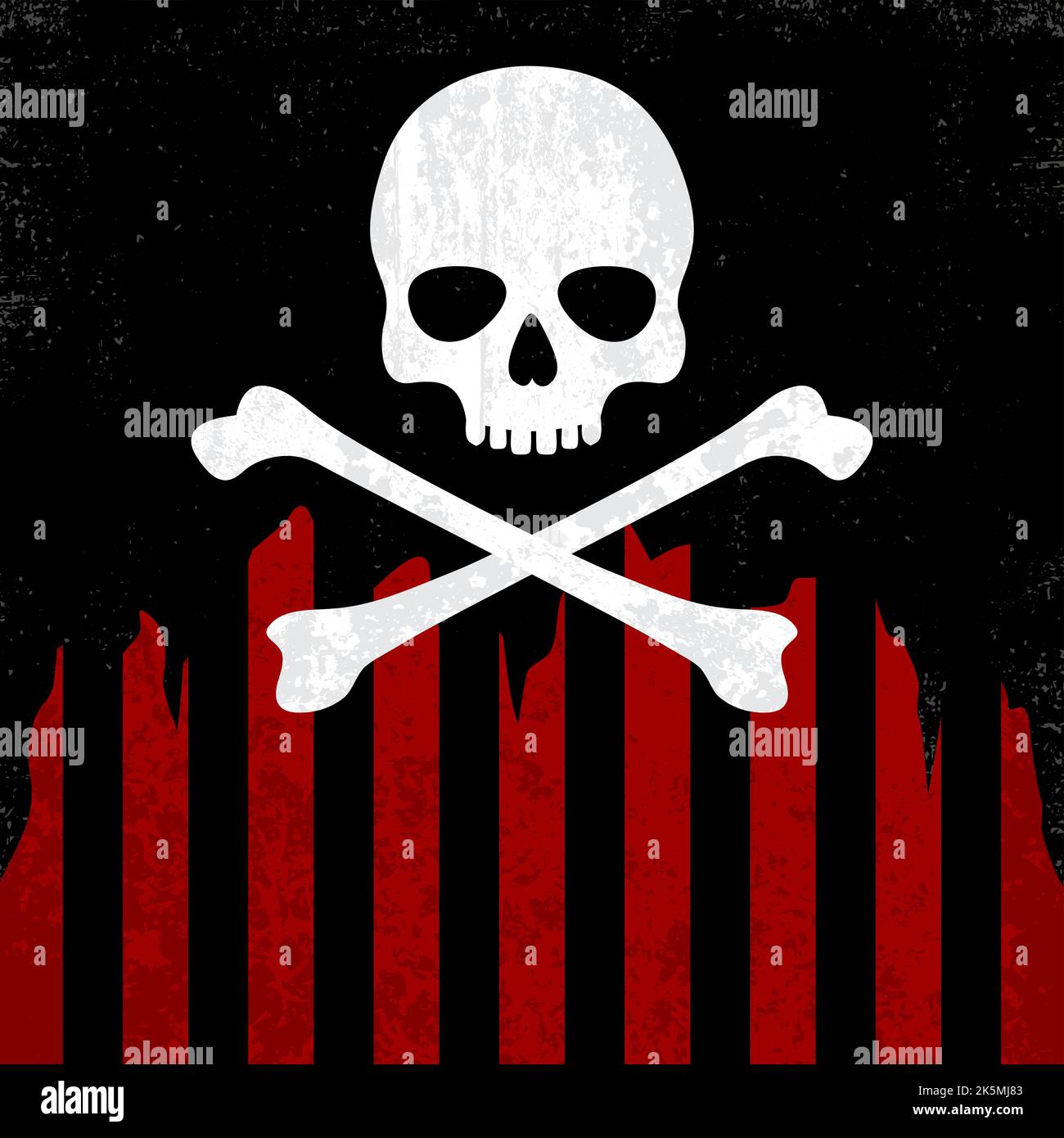 Skull and crossbones in a cut paper style with textures, with copy ...