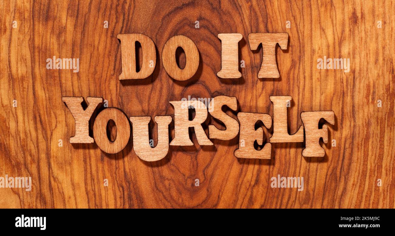 Text diy on wood hi-res stock photography and images - Alamy