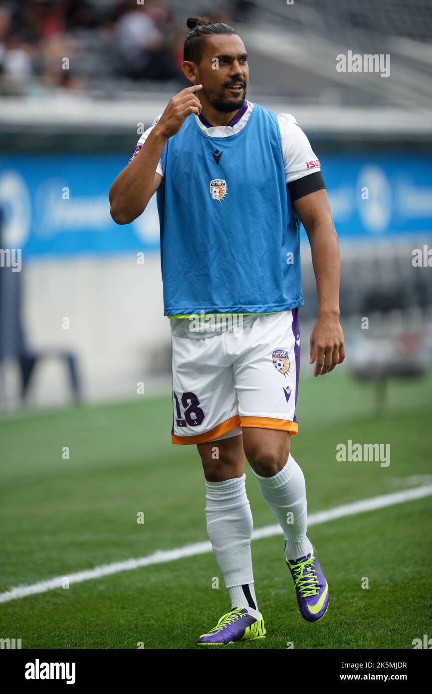 SYDNEY, AUSTRALIA - OCTOBER 9: David Williams of Perth Glory looks ...