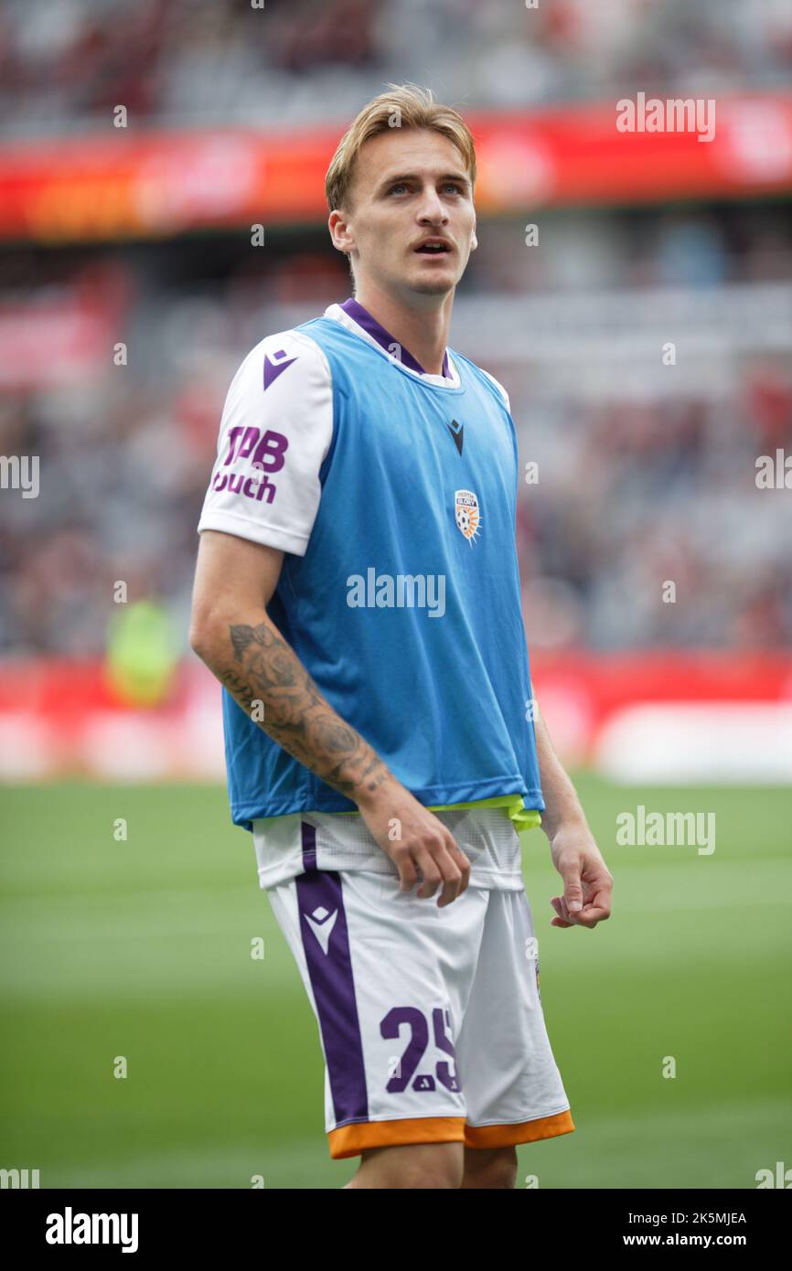 SYDNEY, AUSTRALIA - OCTOBER 9: Matthew Hatch of Perth Glory looks on ...