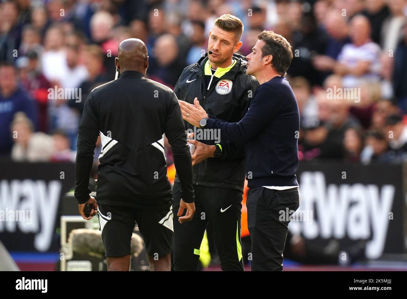 Fulham manager Marco Silva (right) and assistant manager Luis Boa Morte ...