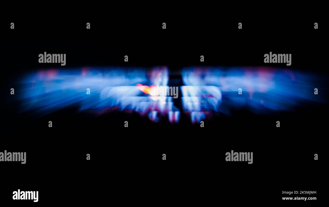 blue gas flame. burning gas in the dark. heat symbol Stock Photo - Alamy