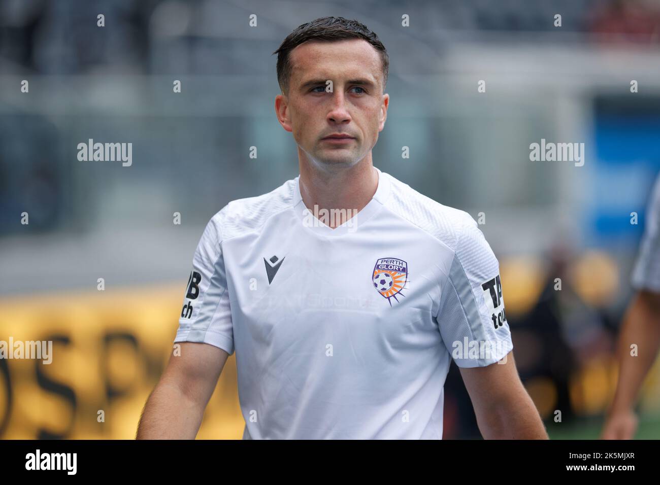 SYDNEY, AUSTRALIA - OCTOBER 9: Aaron McEneff of Perth Glory looks on ...