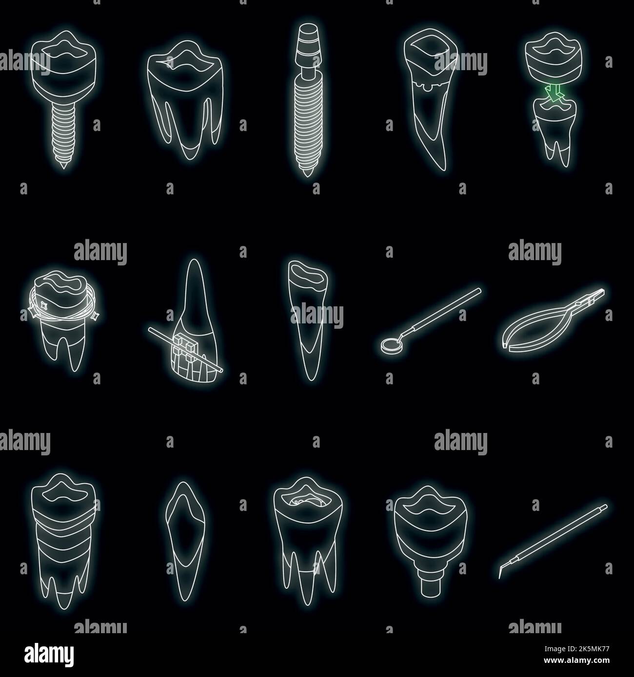 Tooth restoration icons set. Isometric set of tooth restoration vector ...