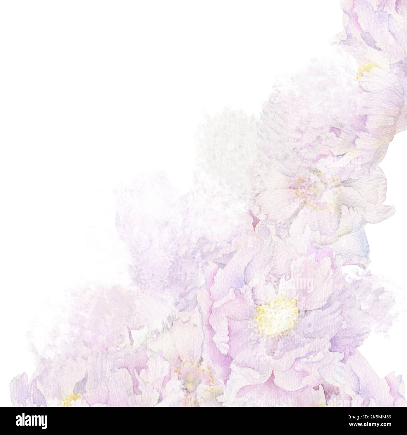 Watercolor pastel background arrangement with hand drawn delicate pink ...