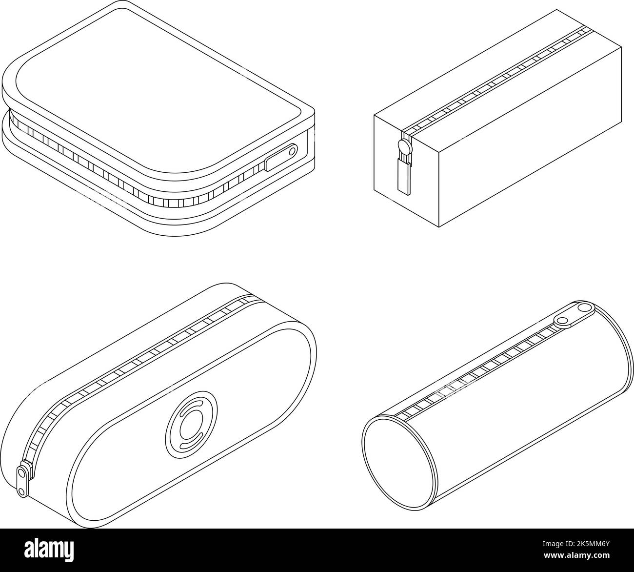Pencil case icons set. Isometric set of pencil case vector icons ...