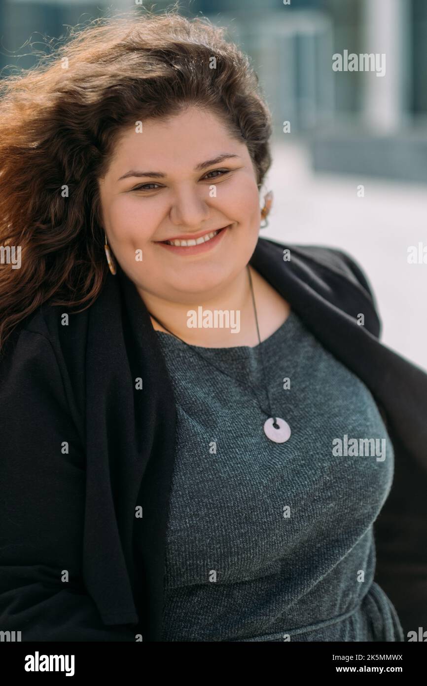 successful mood happy plus size woman body Stock Photo - Alamy