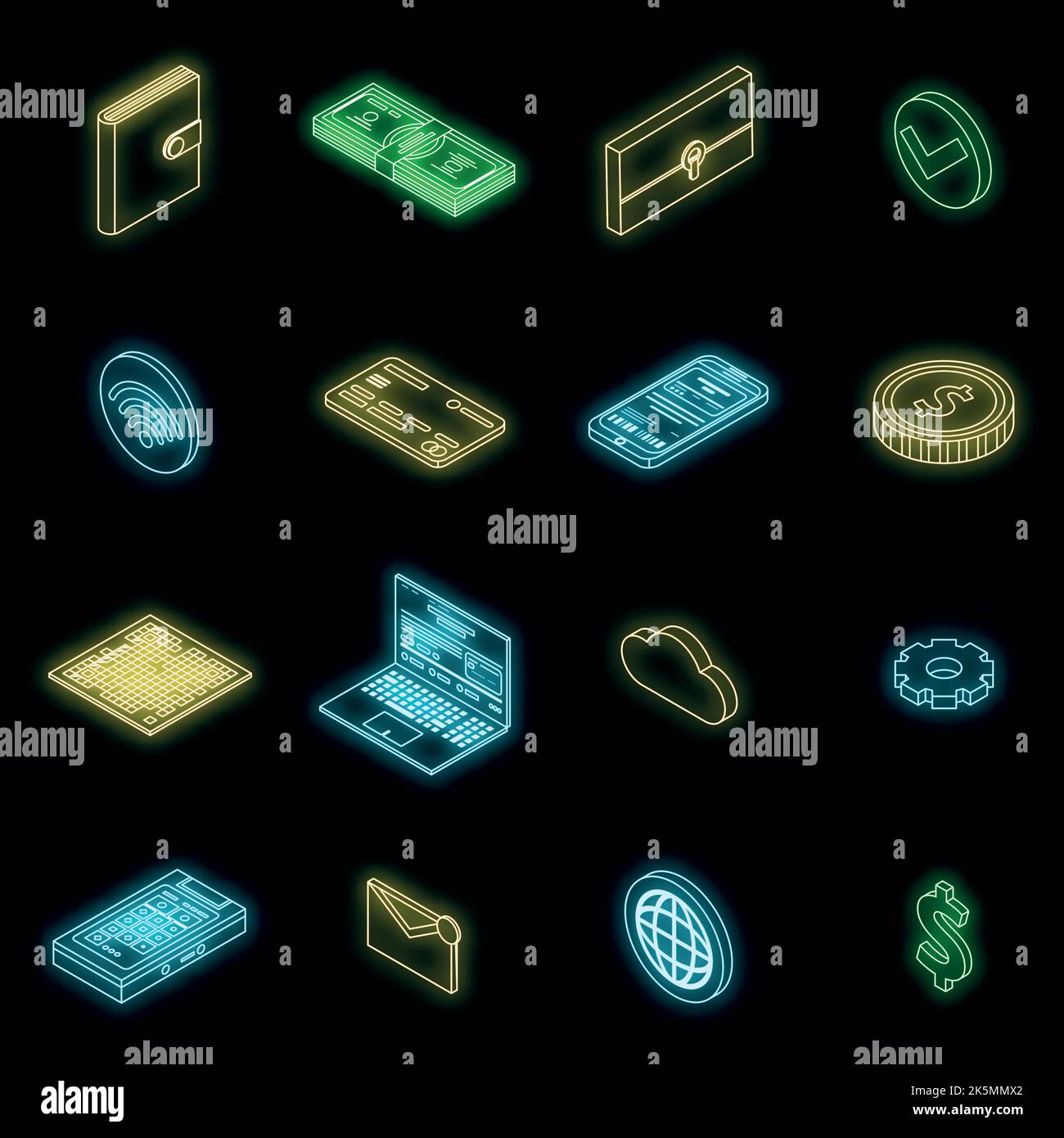 Digital wallet icons set. Isometric set of digital wallet vector icons ... Digital wallet icons set. Isometric set of digital wallet vector icons ...
