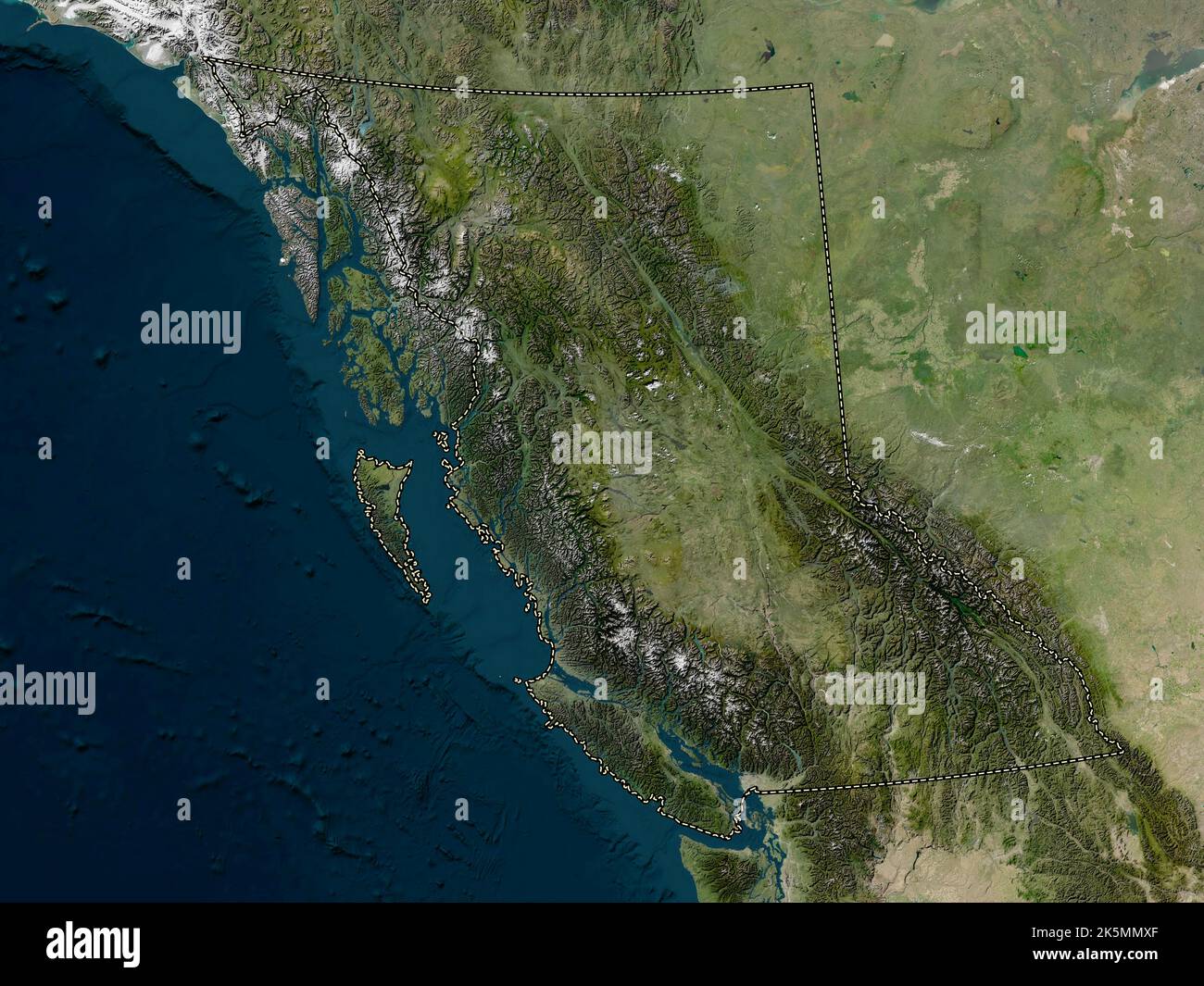 British Columbia, province of Canada. Low resolution satellite map ...