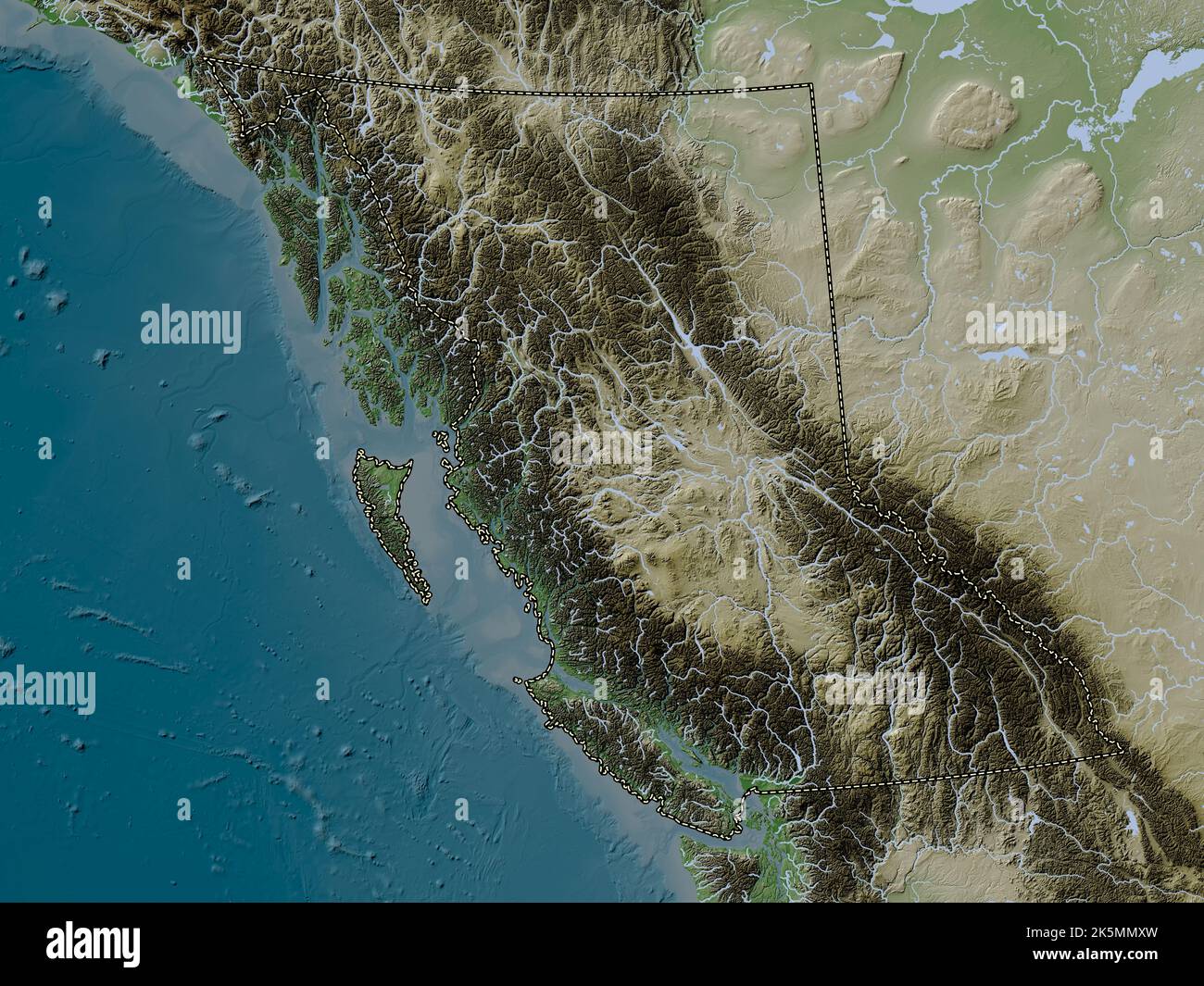 British Columbia, province of Canada. Elevation map colored in wiki ...