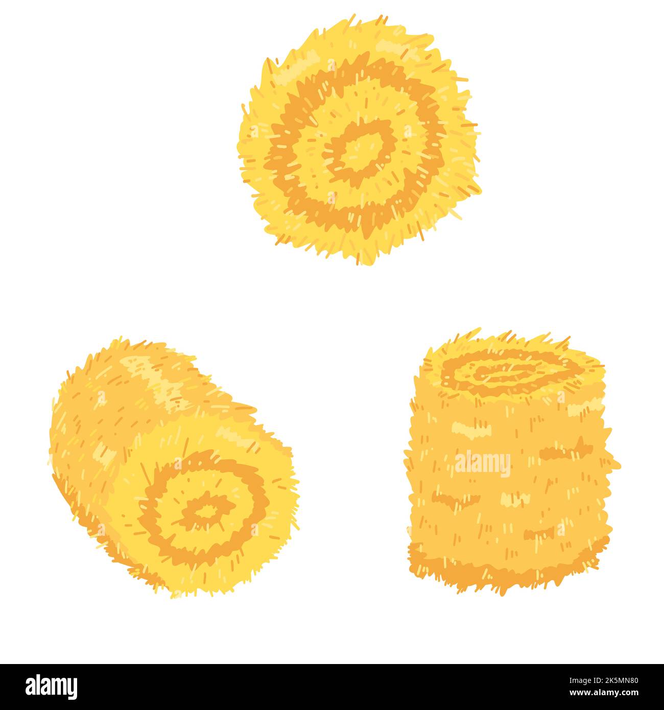 Agricultural haycock in cartoon flat style, rural hay rolled stack ...