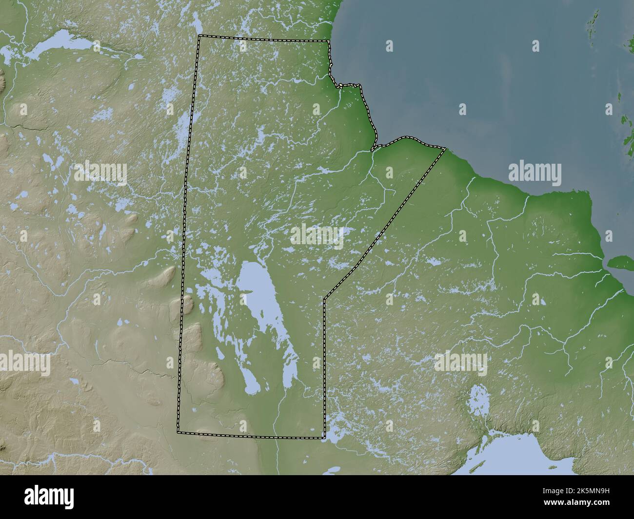 Manitoba, province of Canada. Elevation map colored in wiki style with ...
