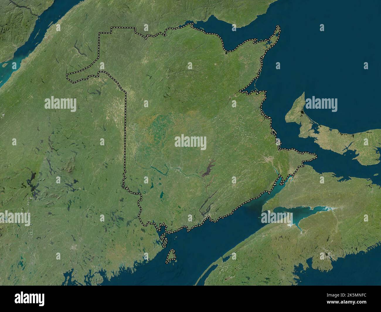 New Brunswick, province of Canada. Low resolution satellite map Stock ...