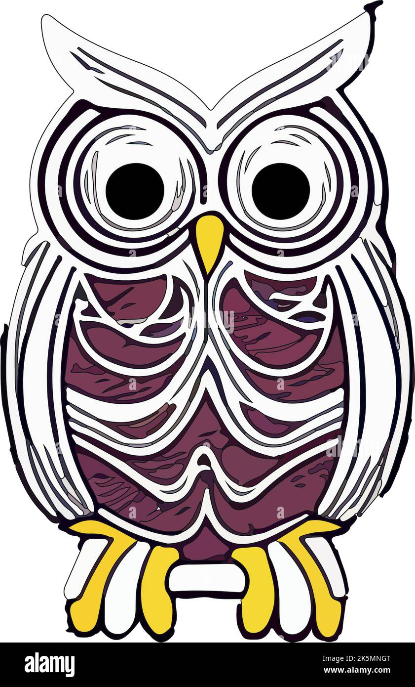 An illustration of a beautiful owl isolated on a white background Stock ...